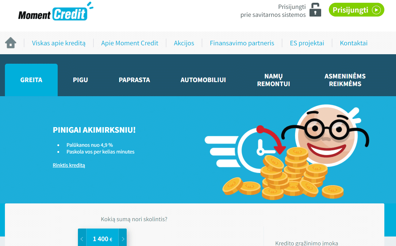 Moment Credit - Pinigai akimirksniu